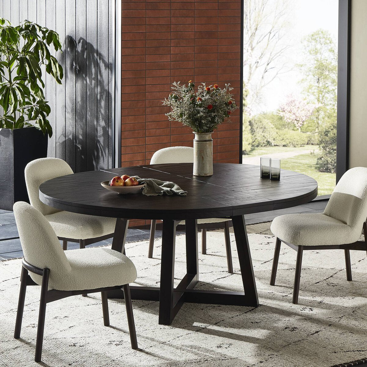 Black round extendable dining table store
